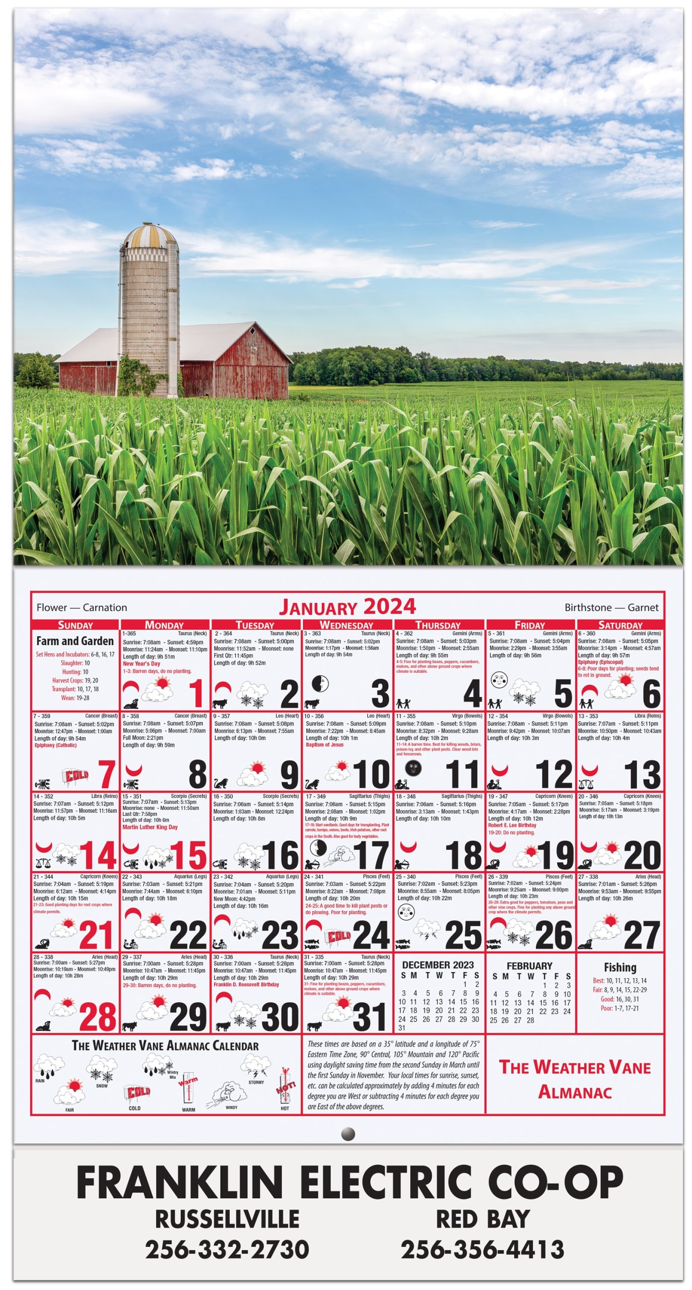 Weather Vane Almanac Farmland Calendar – Swag Made in the USA