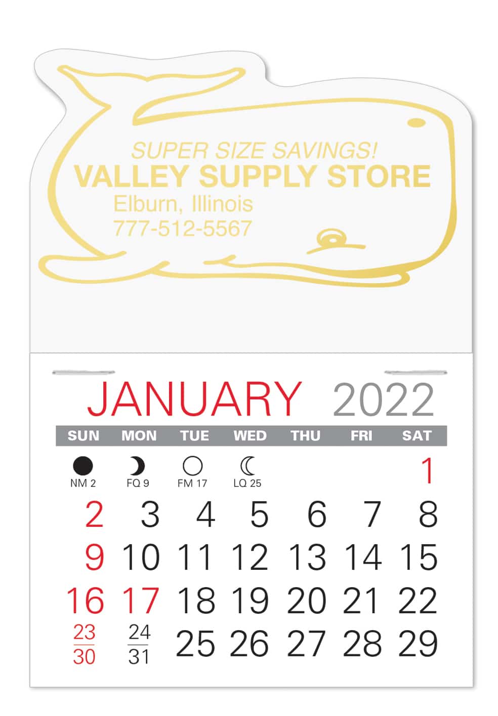 Whale Shape Value Stick Adhesive Calendar – Swag Made in the USA
