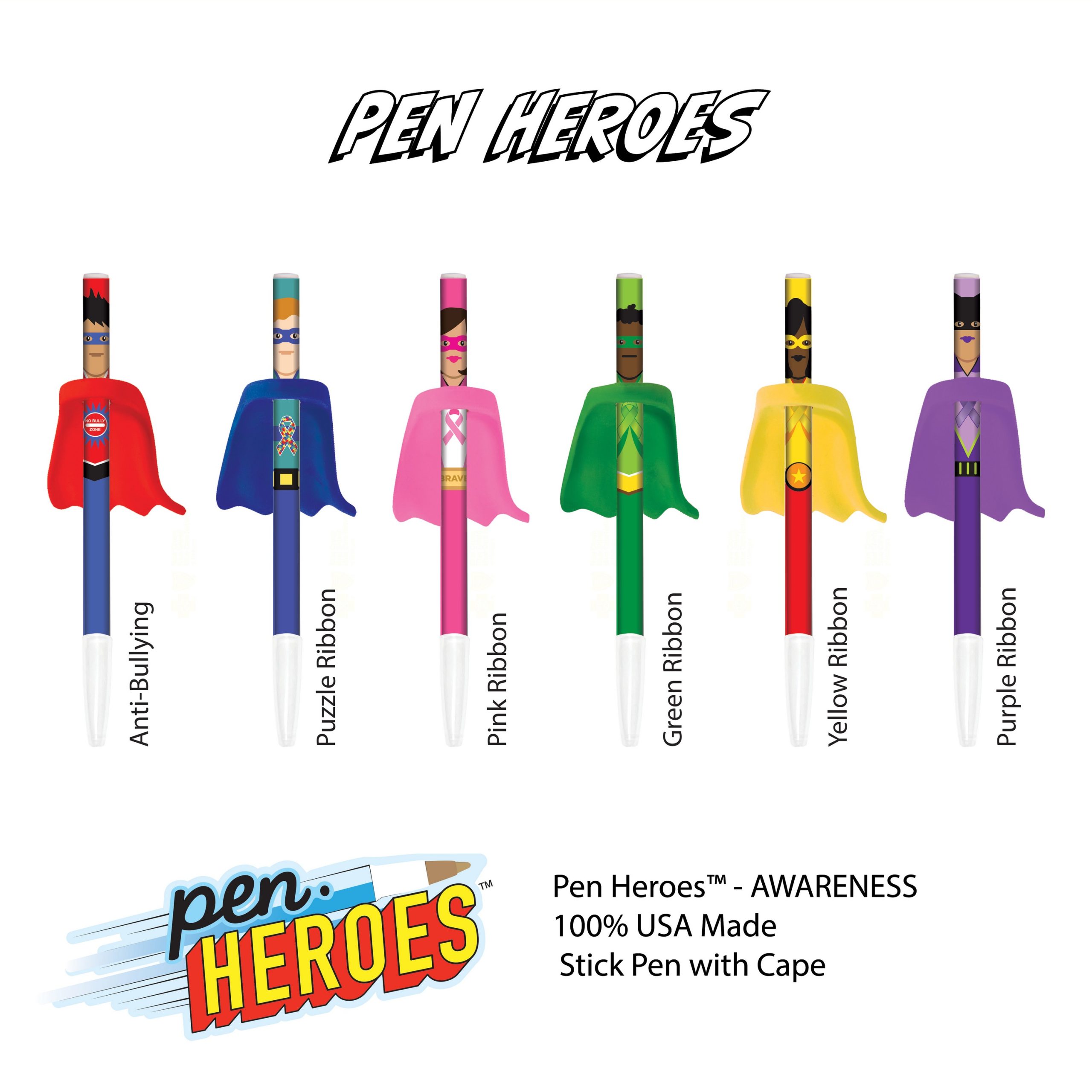 PEN HEROES™ with Cape – Awareness Series – (Individually Bagged ...