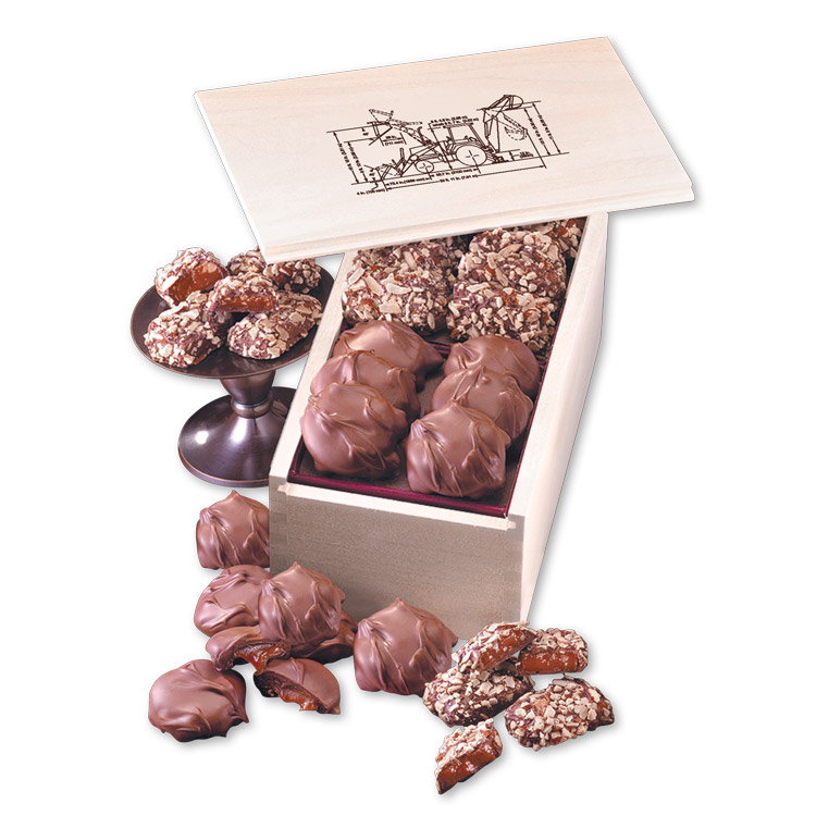 Wooden Collector’s Box w/English Butter Toffee & Caramel Pecan Clusters ...