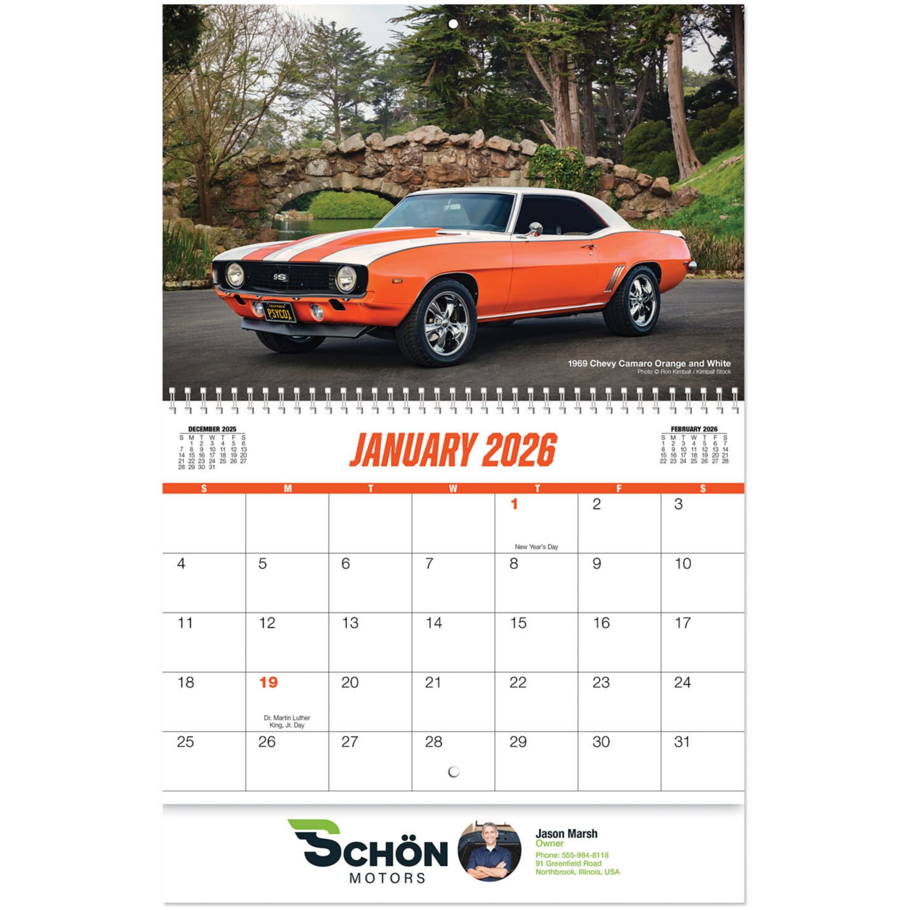 Full Color Muscle Cars Spiral Wall Calendar – Swag Made in the USA