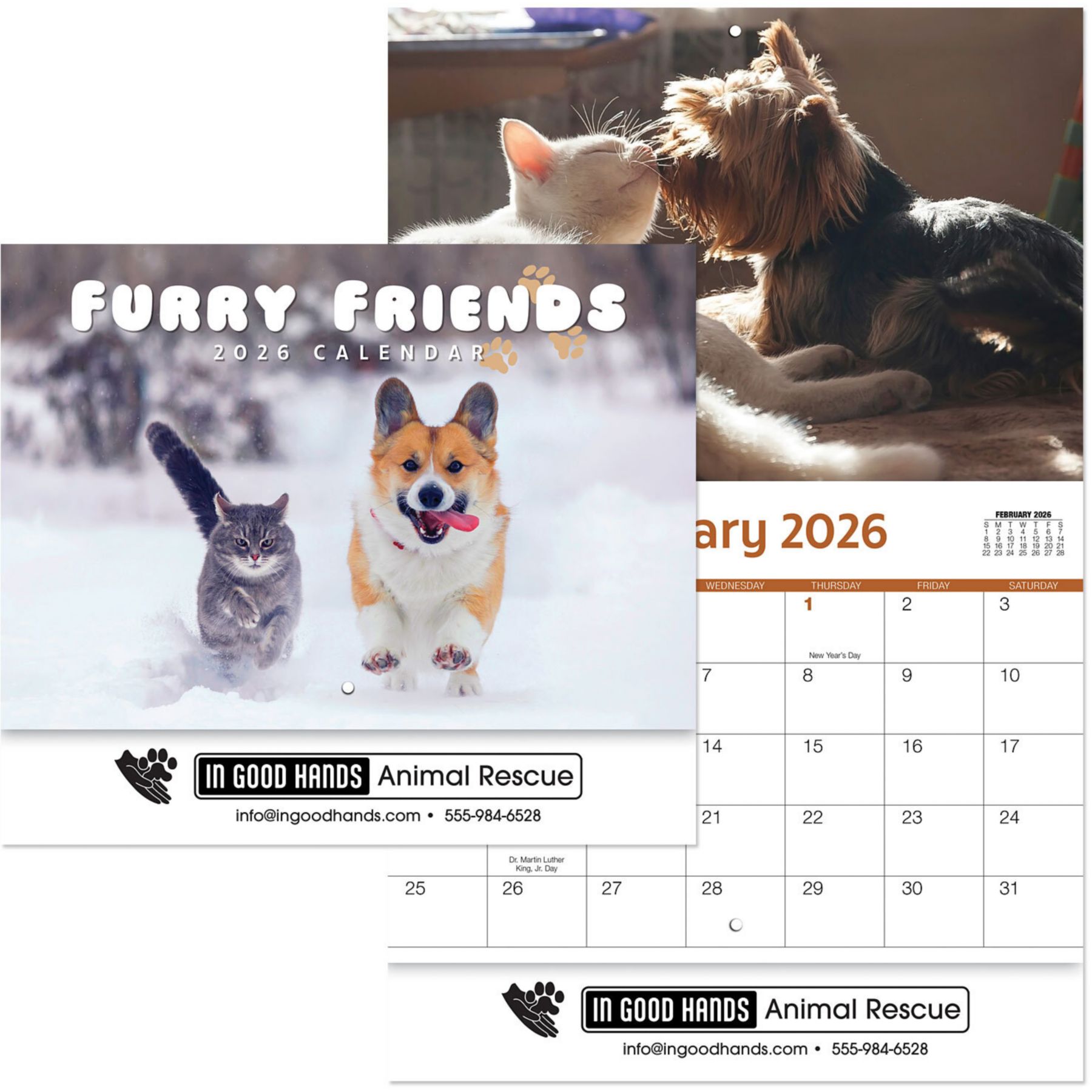 Furry Friends Stapled Wall Calendar – Swag Made in the USA