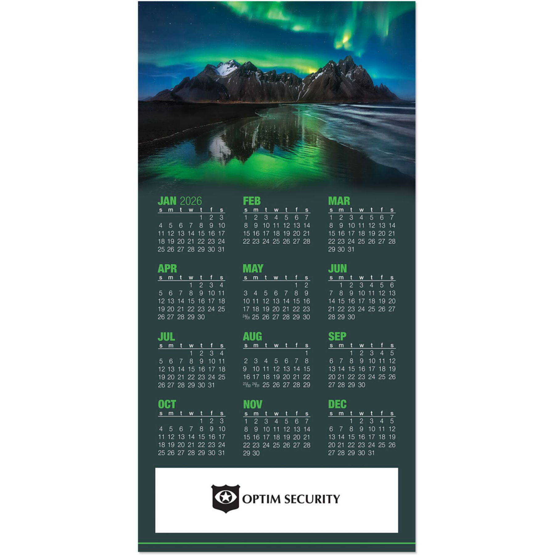Northern Lights Tri-Fold Calendar – Swag Made in the USA