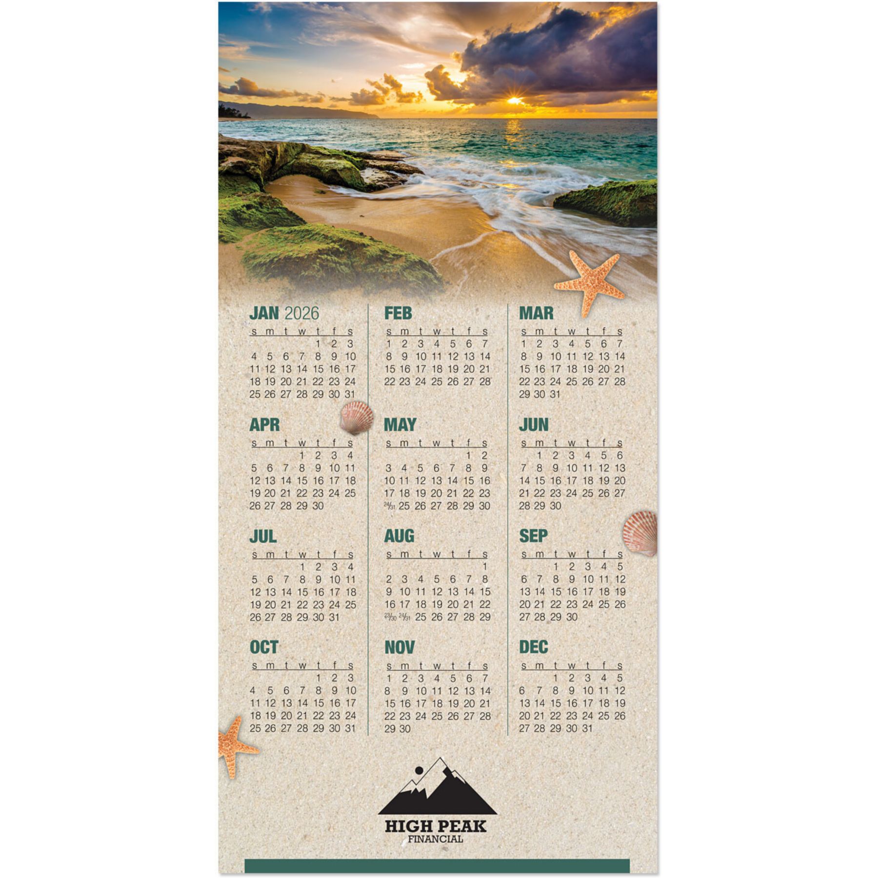 Ocean Sunset Tri-Fold Calendar – Swag Made in the USA