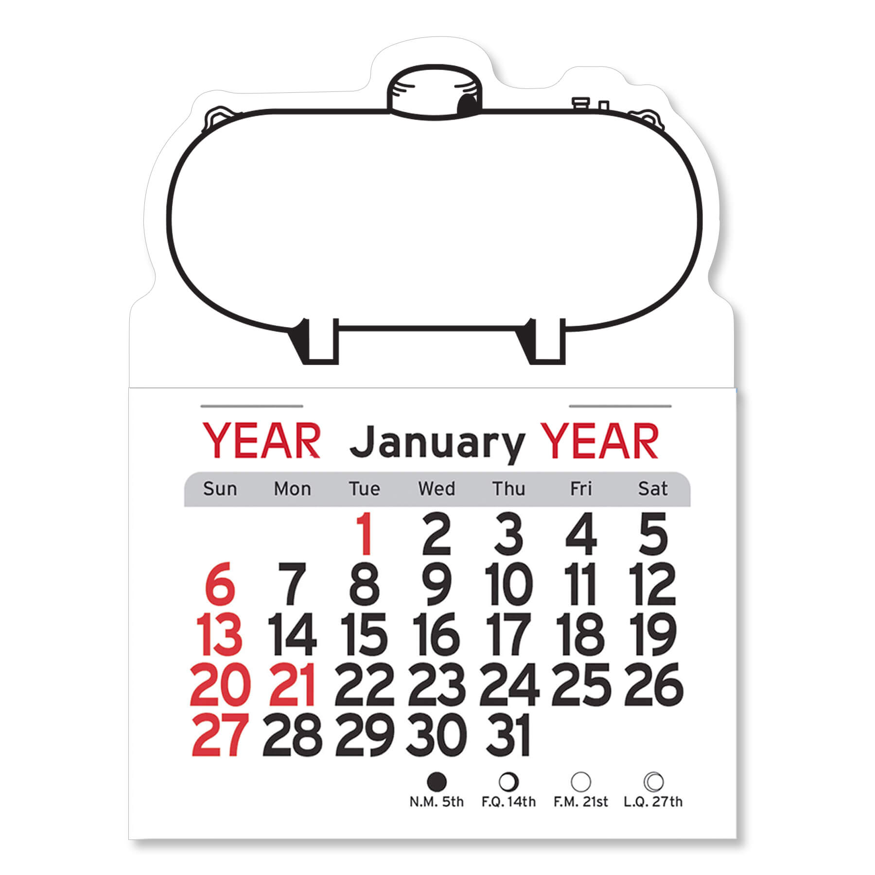 Adhesive Peel-N-Stick® Calendar – Propane Tank – Swag Made in the USA