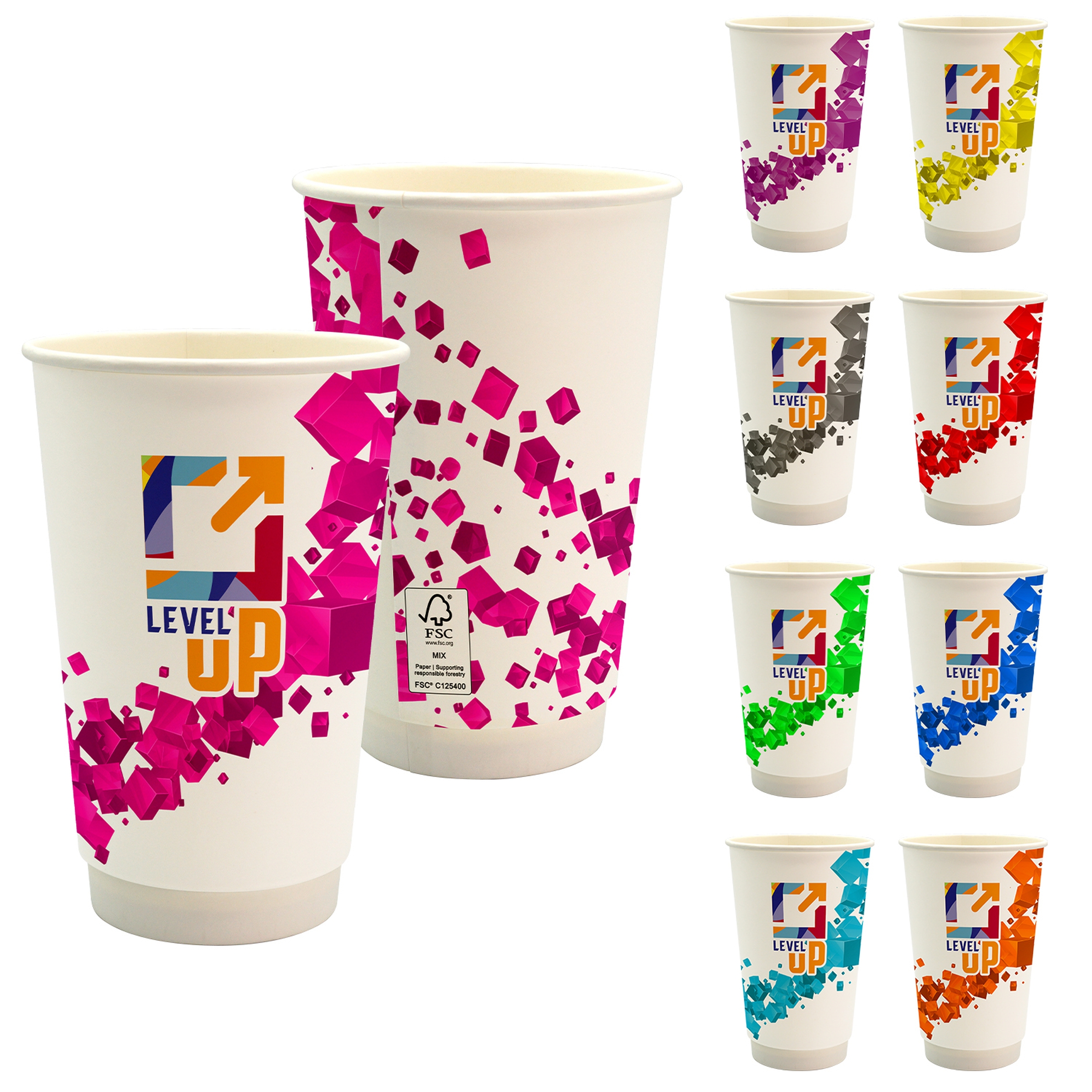 16 oz. Full Color Floating Cube Paper Cup – Swag Made in the USA