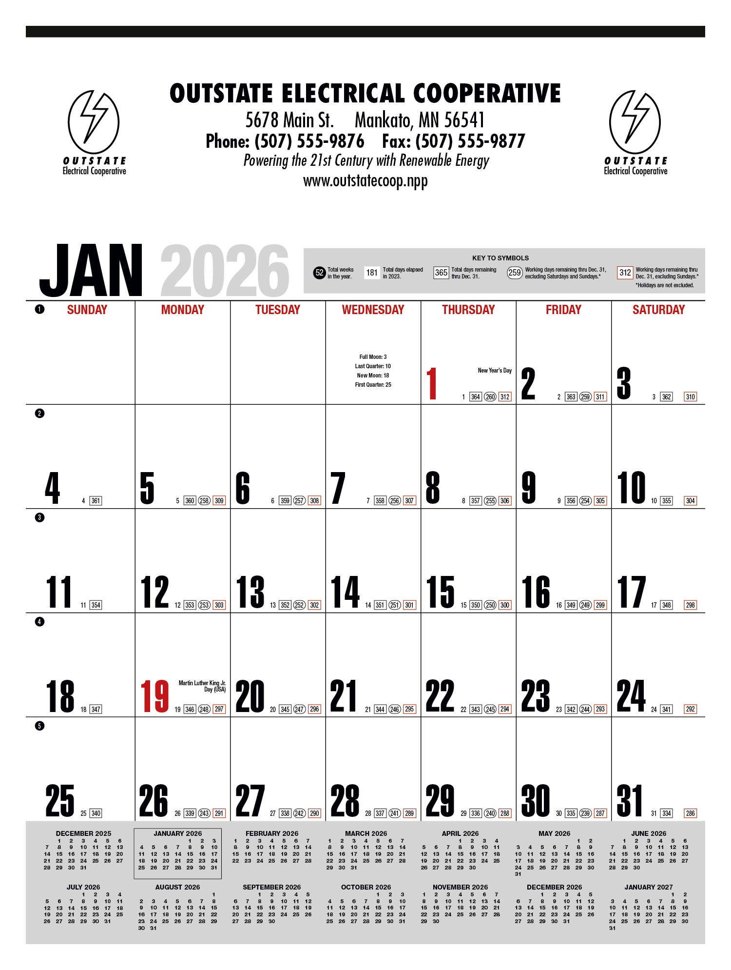 HotLine® Products Yearly Record® Gray with Red Calendar – Swag Made in ...