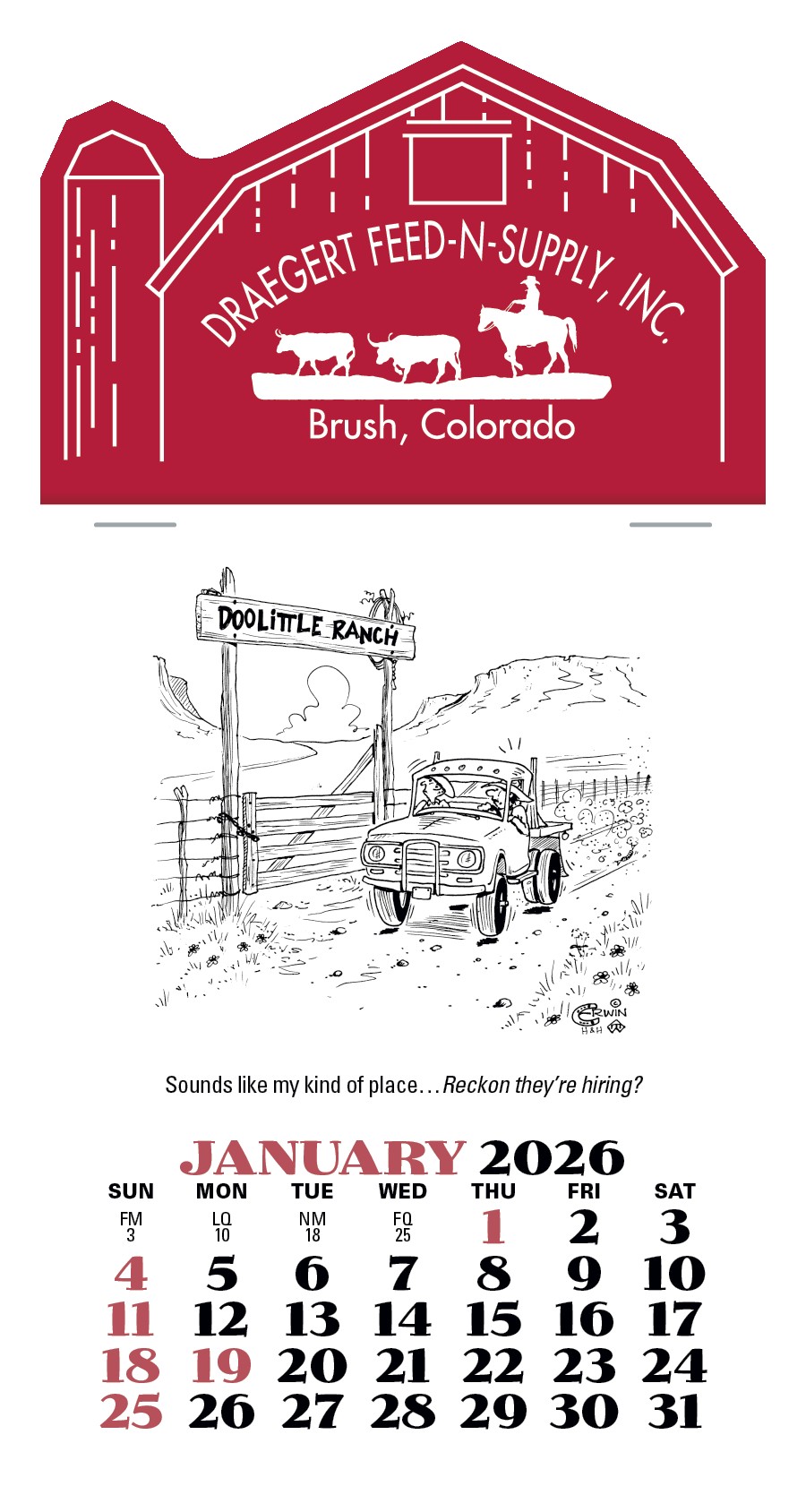 Triumph® Calendars Press-N-Stick Cowboy Calendar – Swag Made in the USA