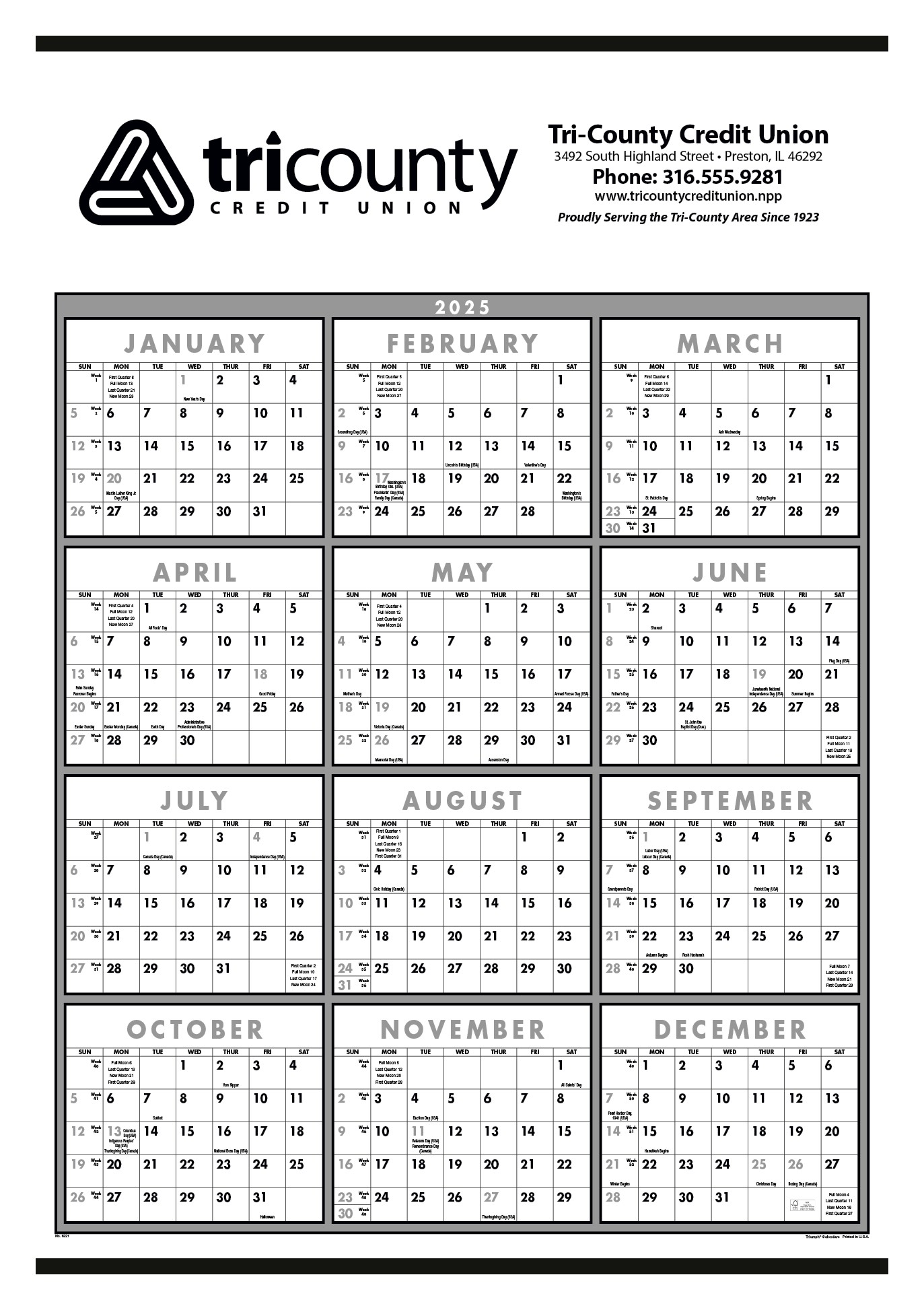 Triumph® Calendars Black & White Span-A-Year Non-Laminated Calendar ...