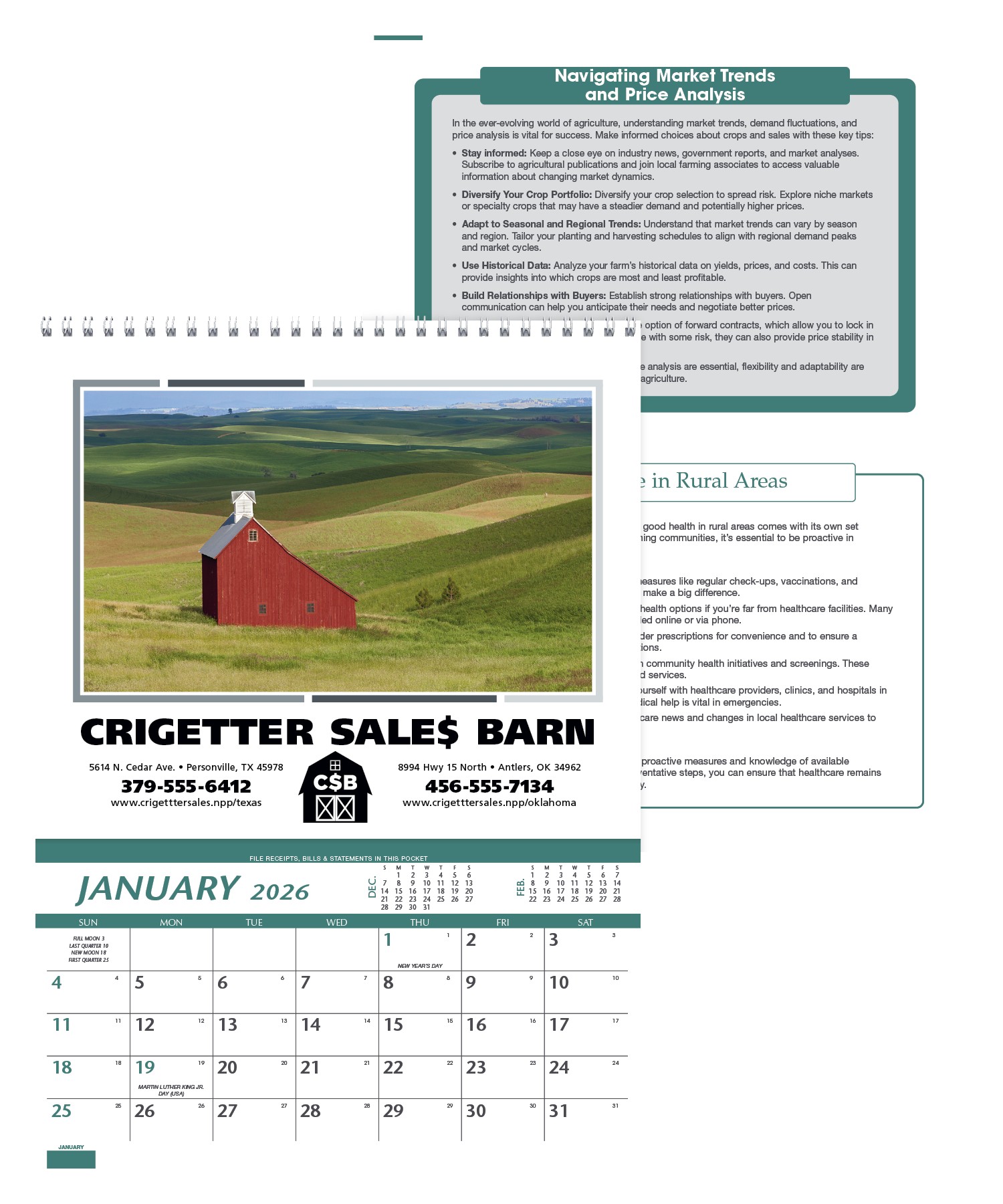 Triumph® Calendars Farm Pocket Calendar – Swag Made in the USA