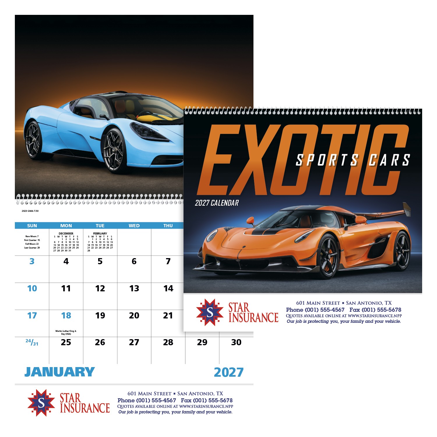 Good Value™ Exotic Sports Cars – Spiral Calendar – Swag Made in the USA