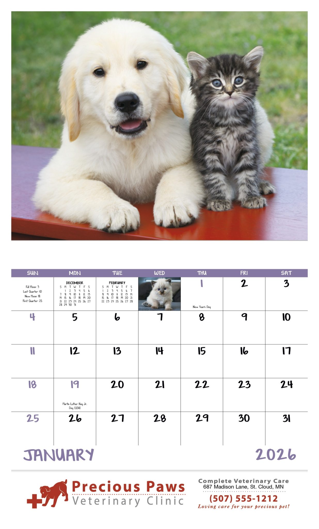 Good Value™ Puppies & Kittens – Stapled Calendar – Swag Made in the USA