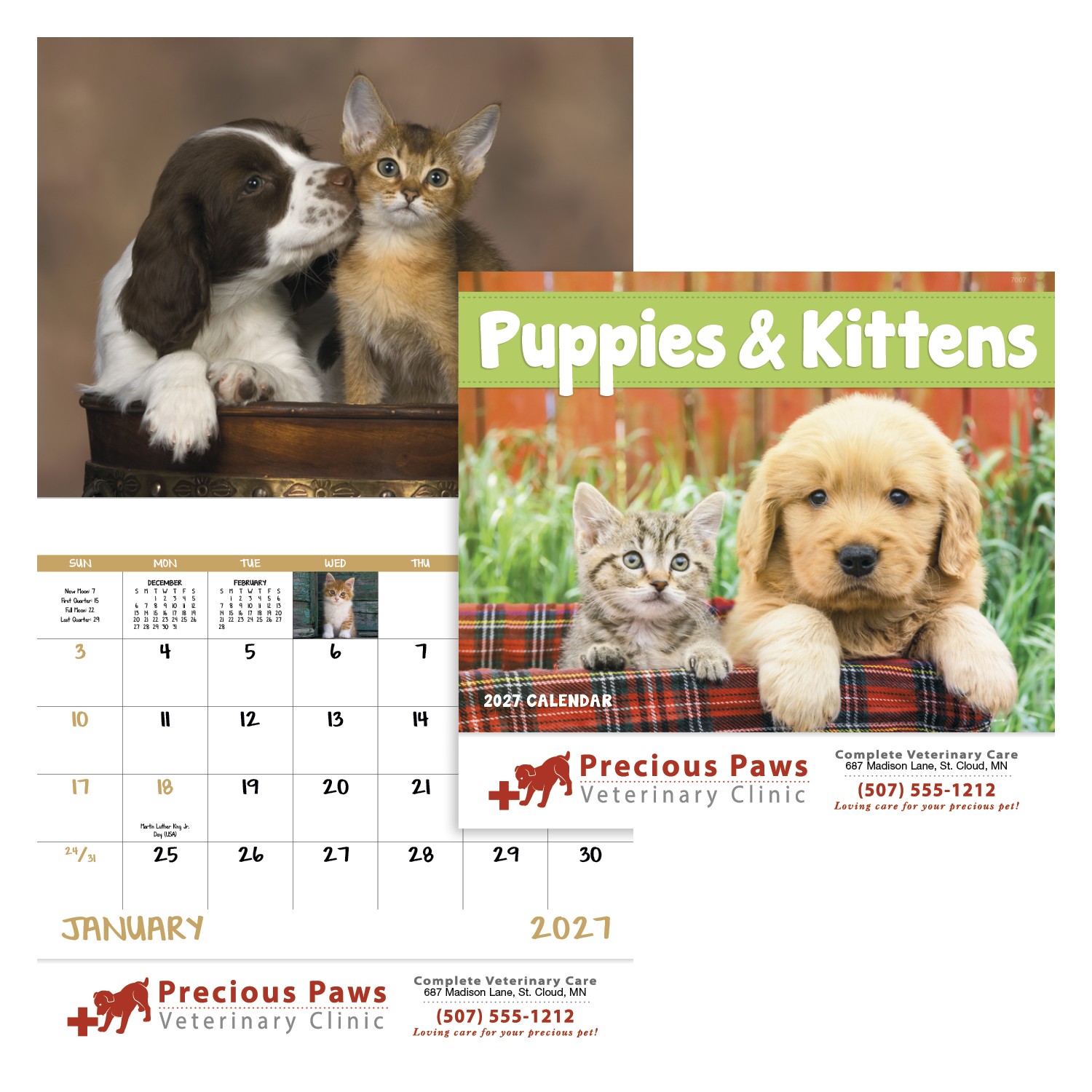 Good Value™ Puppies & Kittens – Stapled Calendar – Swag Made in the USA