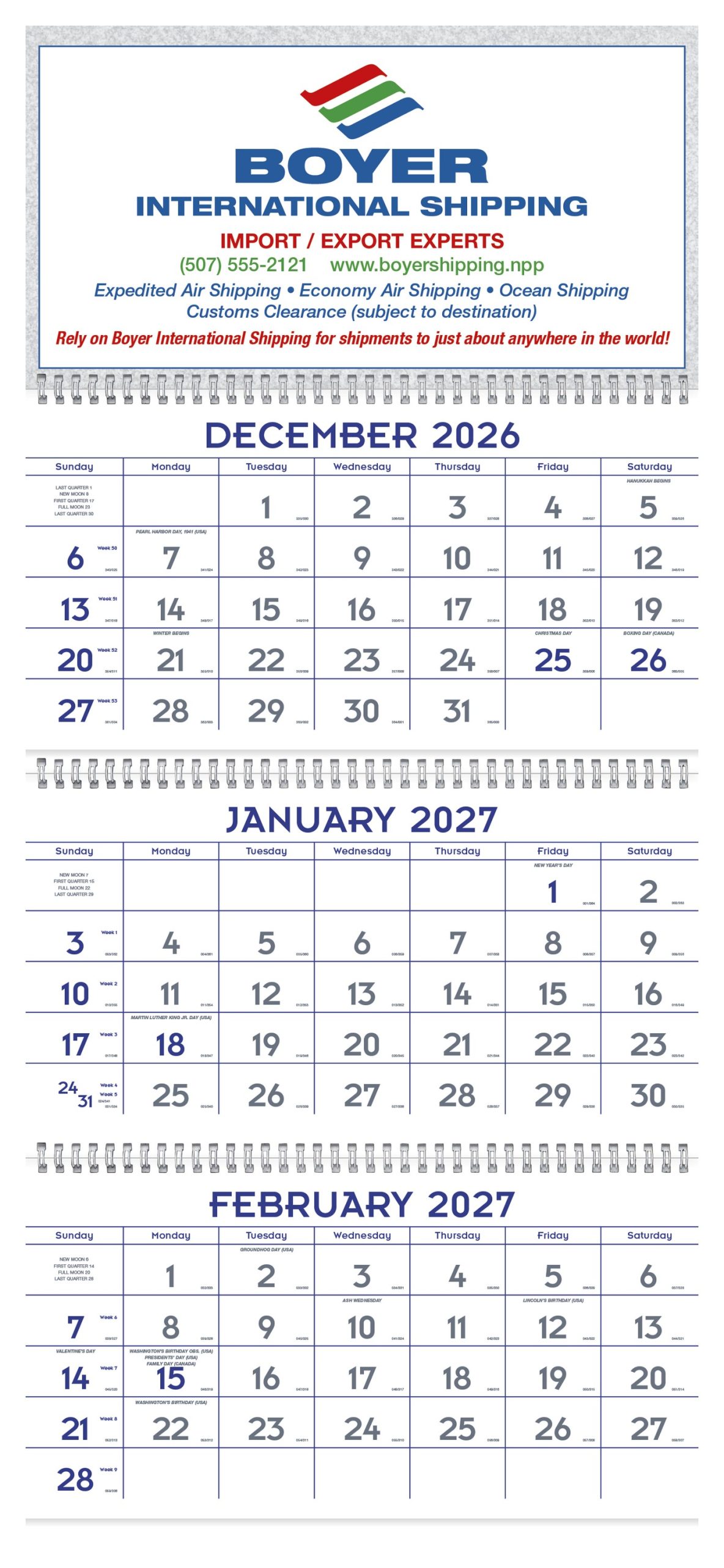 Triumph® Calendars 3-Month Planner (4-Sheet) – Swag Made in the USA