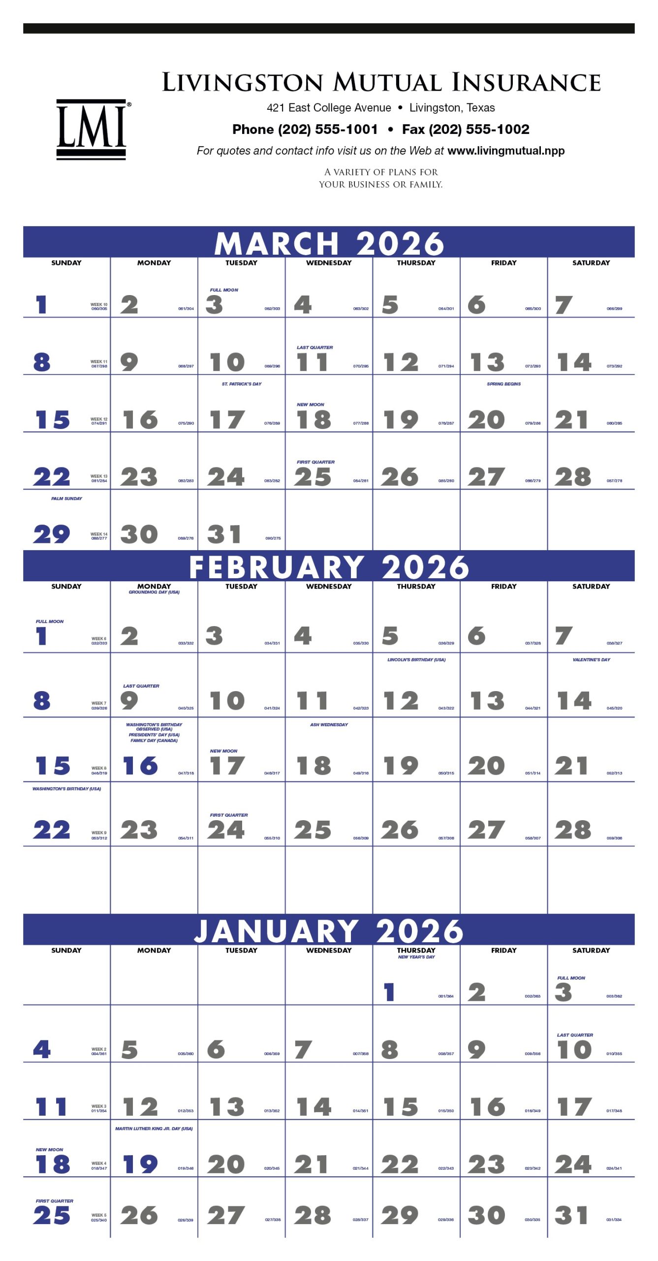 Triumph® Calendars 3-Month Planner (4-Sheet) – Swag Made in the USA