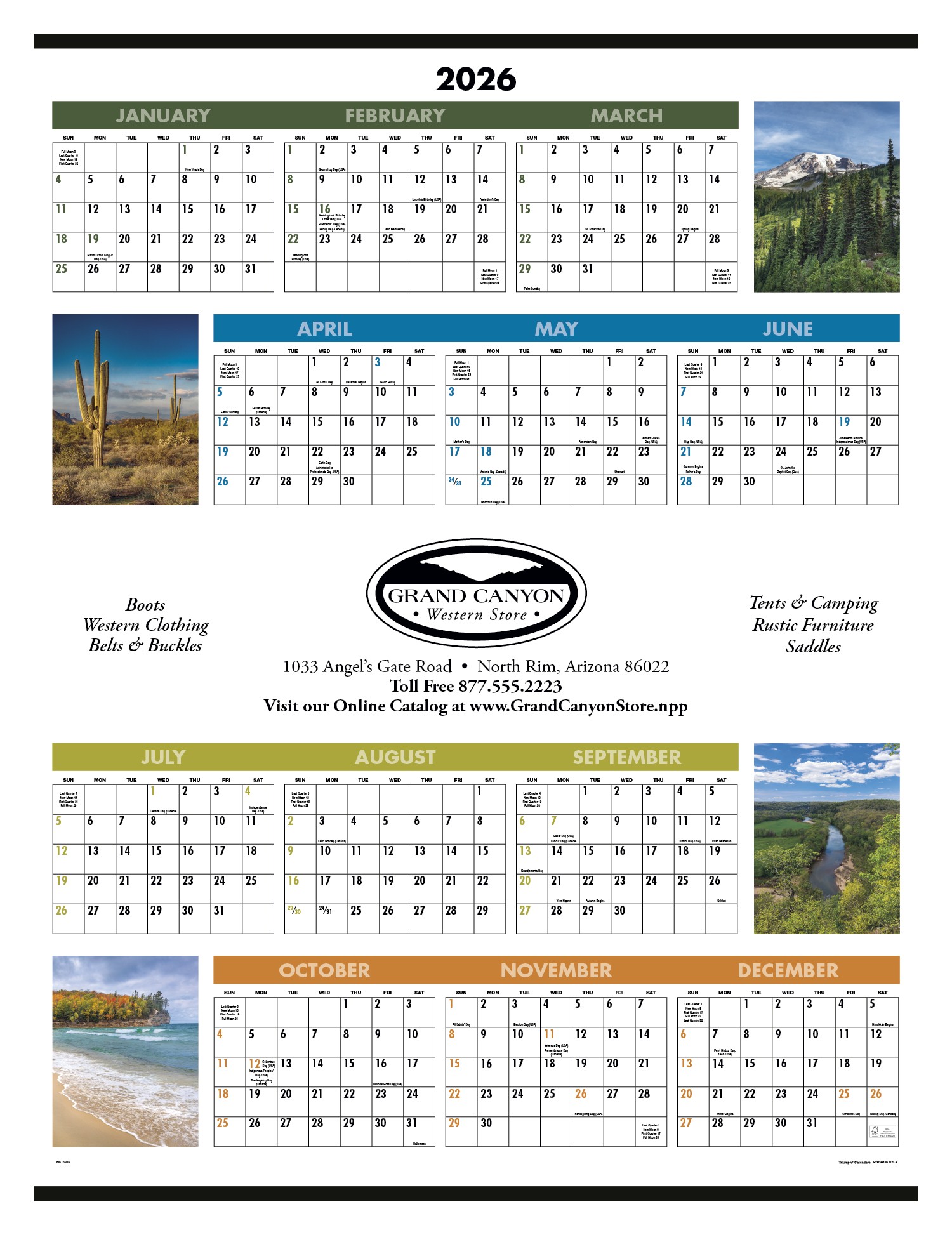Triumph® Calendars Scenic Span-A-Year Calendar – Swag Made in the USA