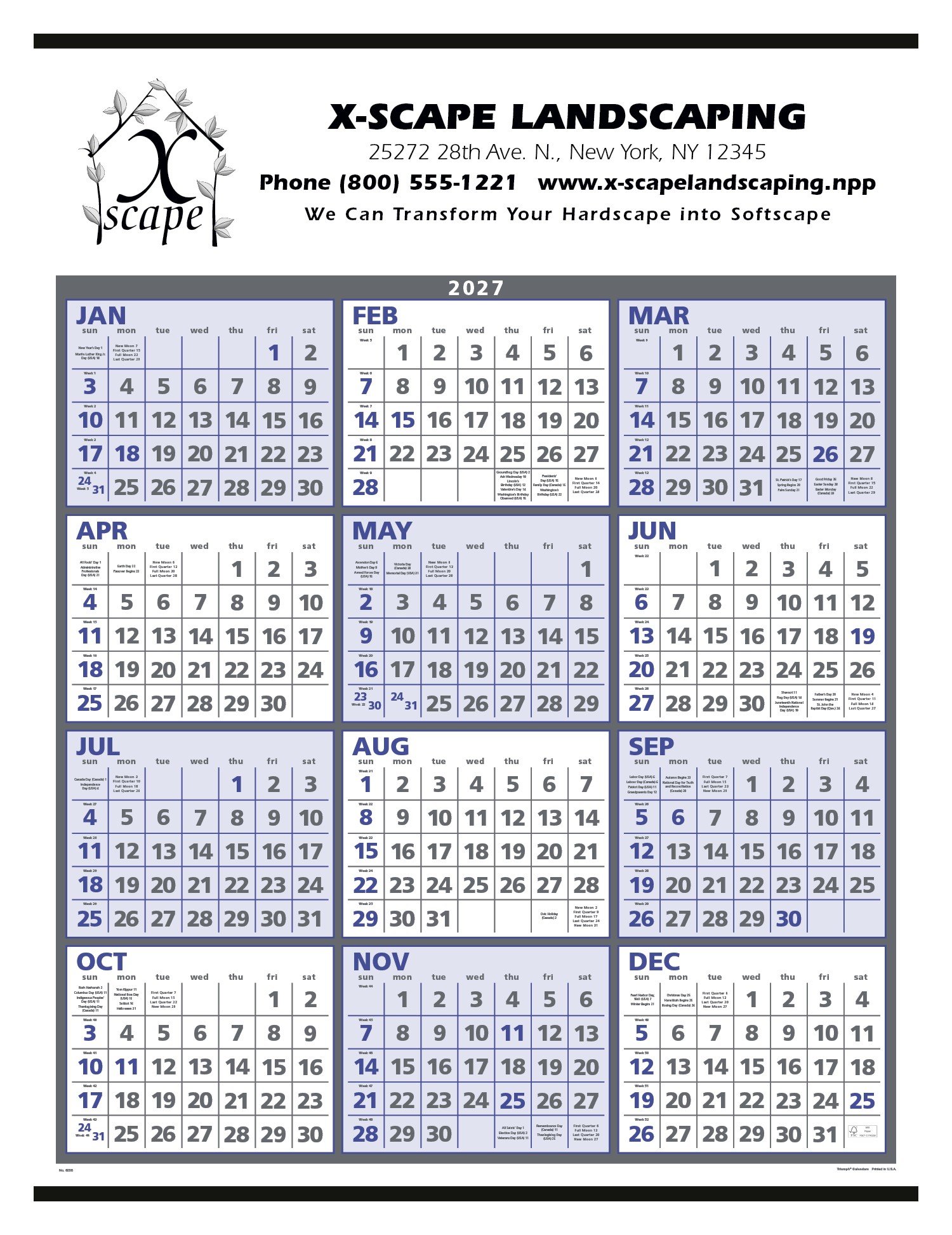 Triumph® Calendars Span-A-Year Calendar – Swag Made in the USA
