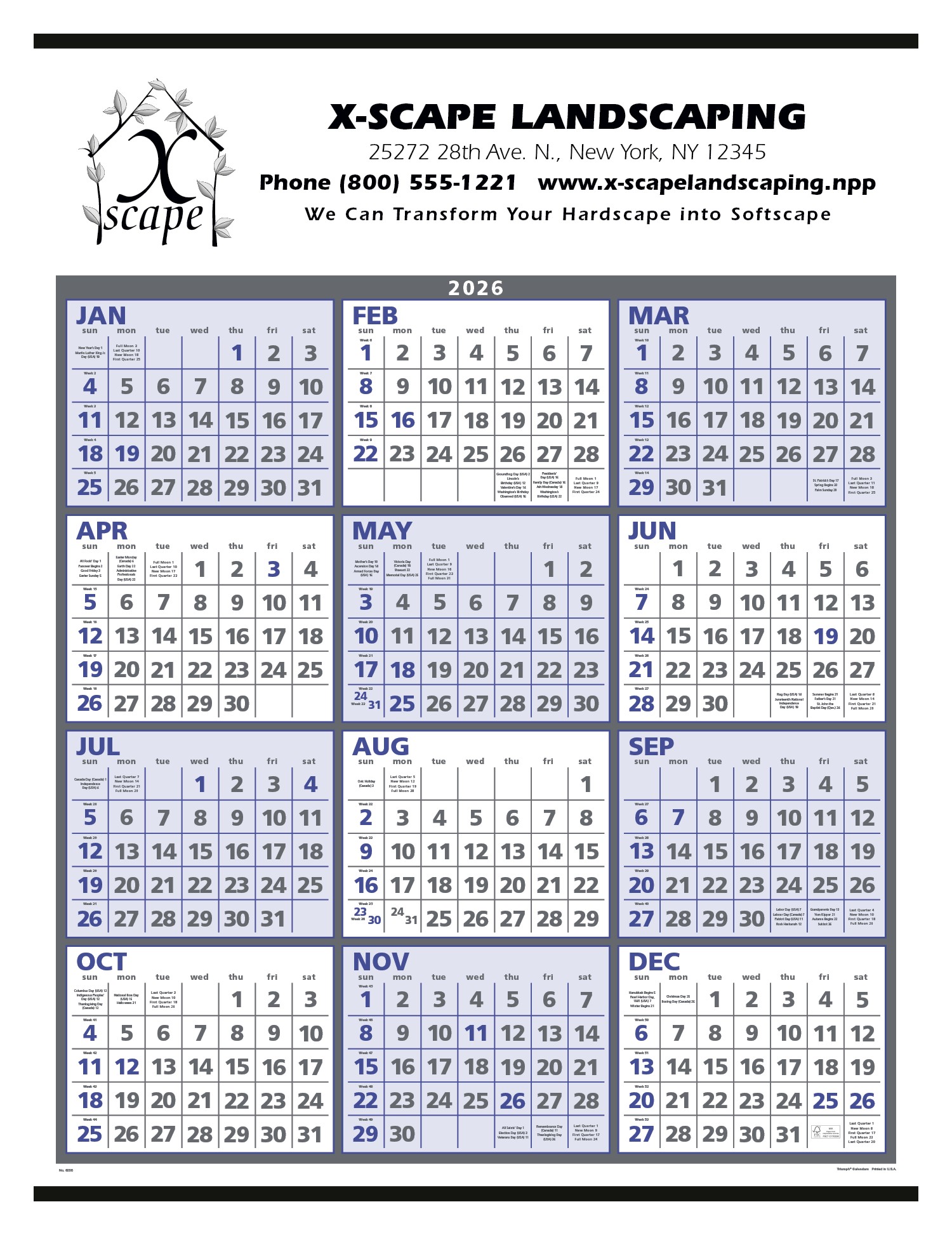 Triumph® Calendars Span-A-Year Calendar – Swag Made in the USA